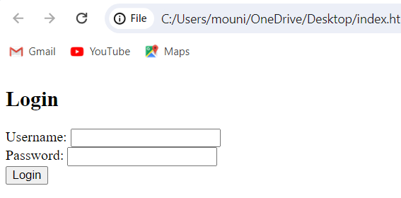 Create a simple login form using HTML CSS