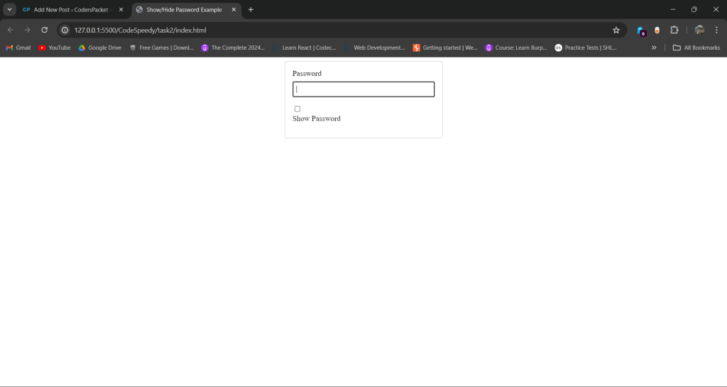 Showhide Password Option In A Login Form Using Javascript