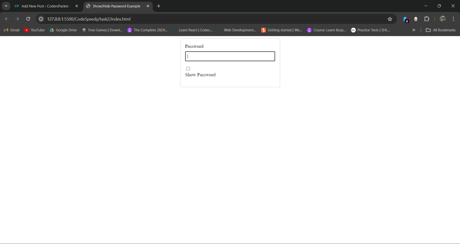 Showhide Password Option In A Login Form Using Javascript