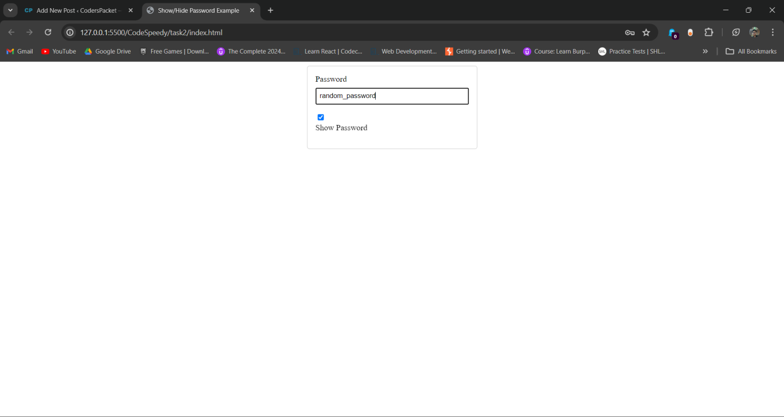 Showhide Password Option In A Login Form Using Javascript