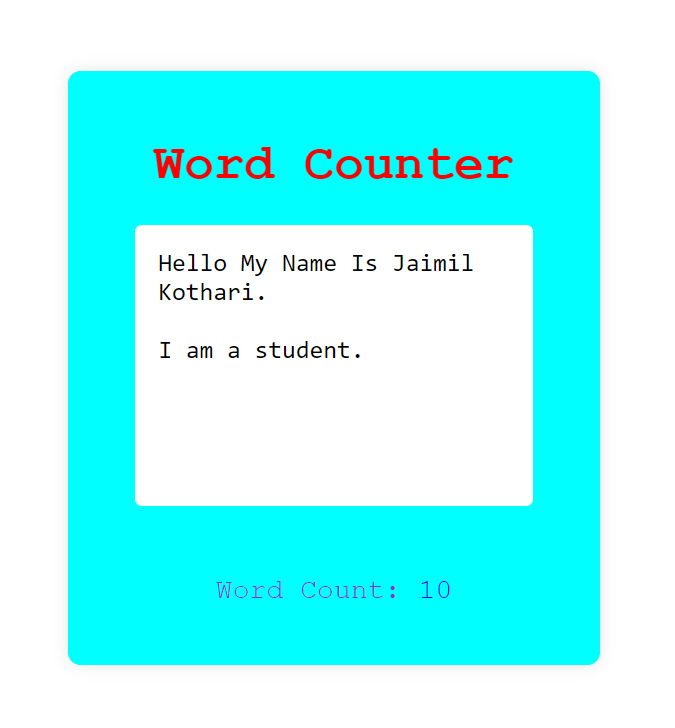 Building Word Counter Web Application using Html, CSS & JS.