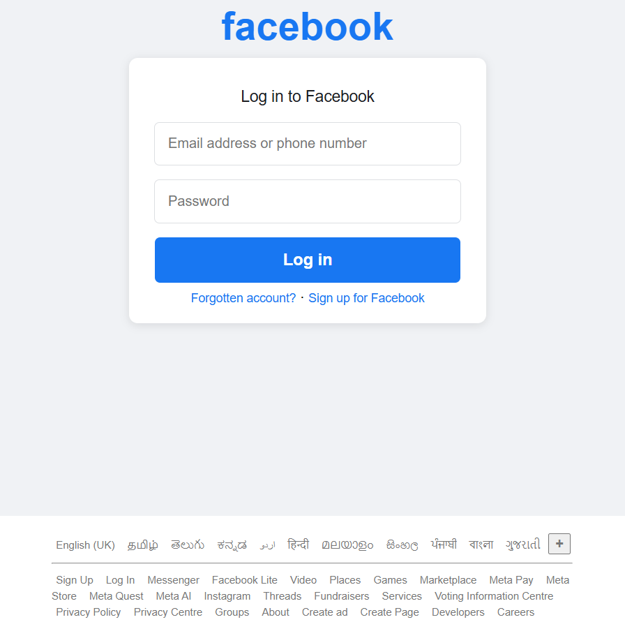 Replicate the Facebook login page using HTML and CSS