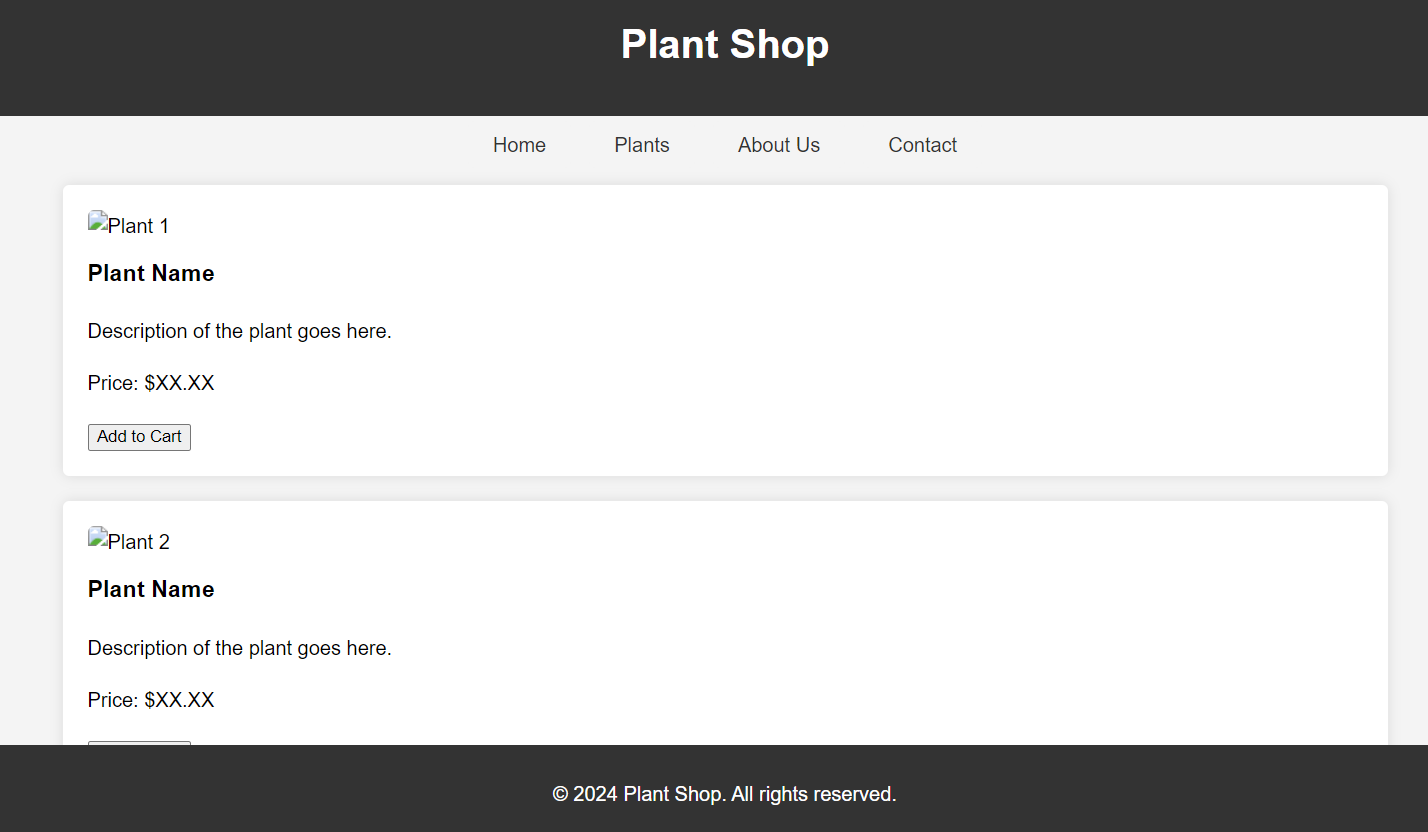 HTML template of a plant selling website