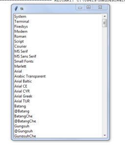 Get a list of all available fonts in Tkinter using Python