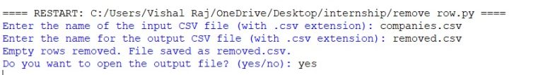 Remove empty rows from a CSV file
