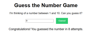 Guess the Number Game in JavaScript