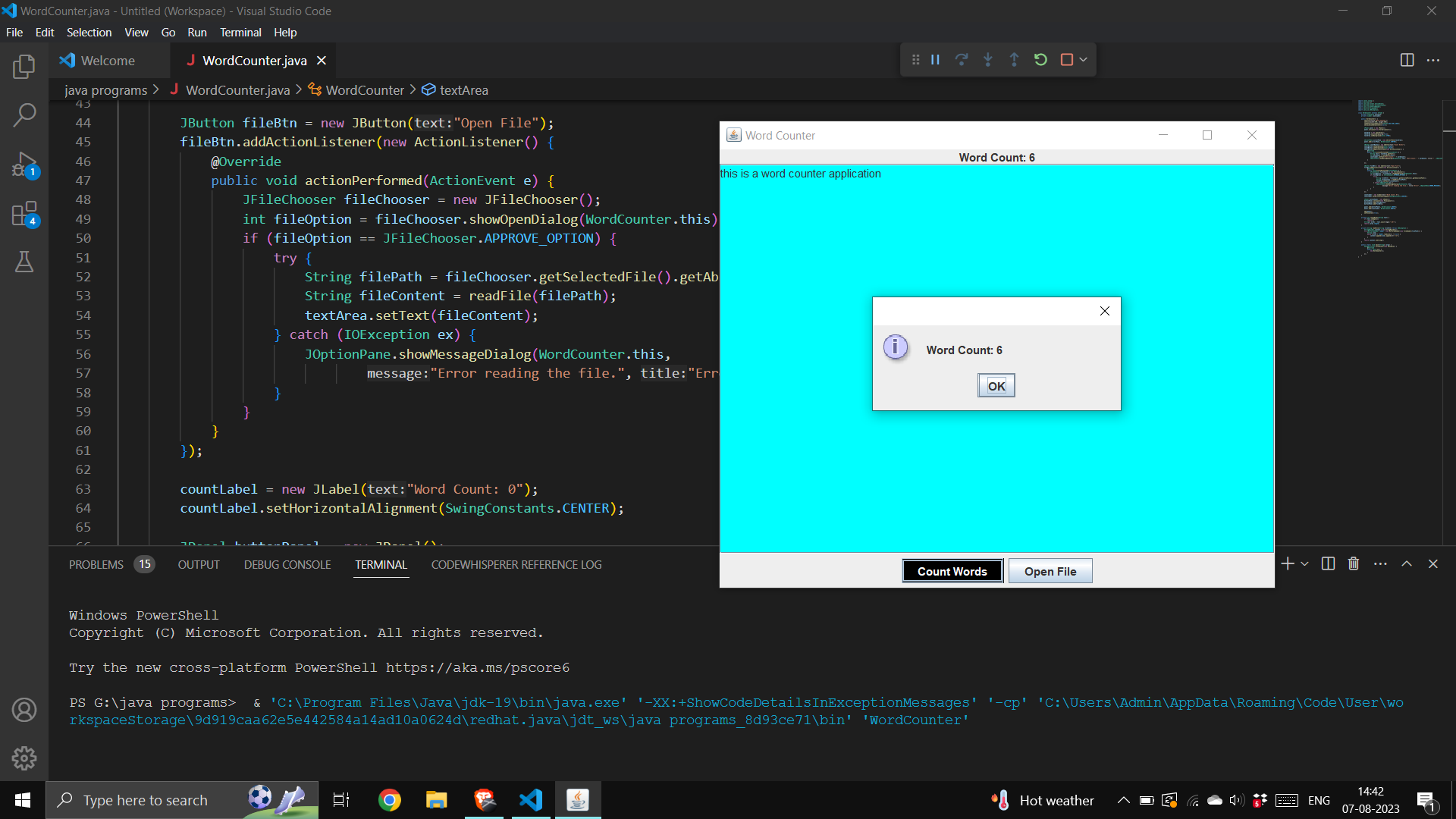 Word Counter GUI application Using Java | Jahnavireddy