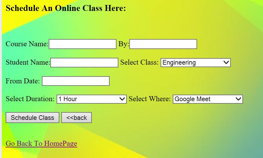 Online Classes Scheduling Using Java Servlets And MySQL Surobhi