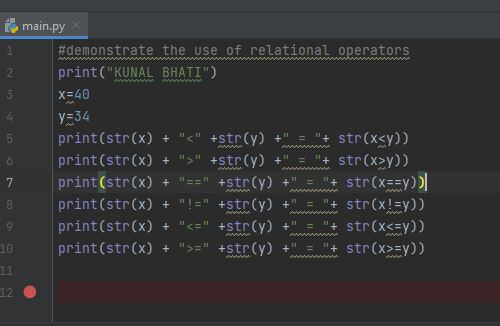 Python Program For Relational Operators Kunalbhati12