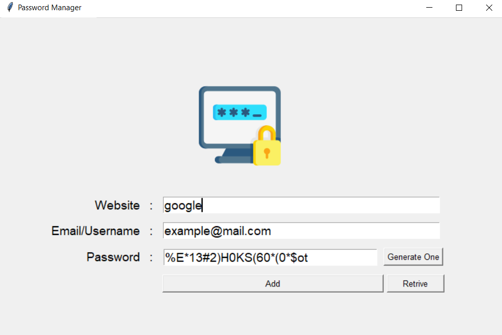 Password Manager Using Python Sairam